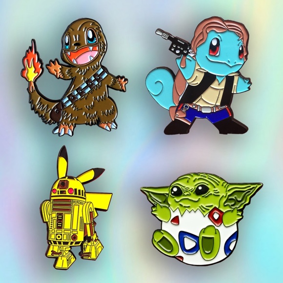 Jewelry | Pokemon Starwars Mashup Set Of 4 Pins Pikachu Charmander Baby ...